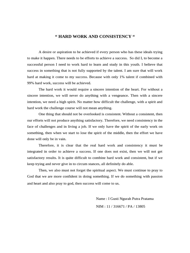 Hard Work and Consistency for Success | PDF
