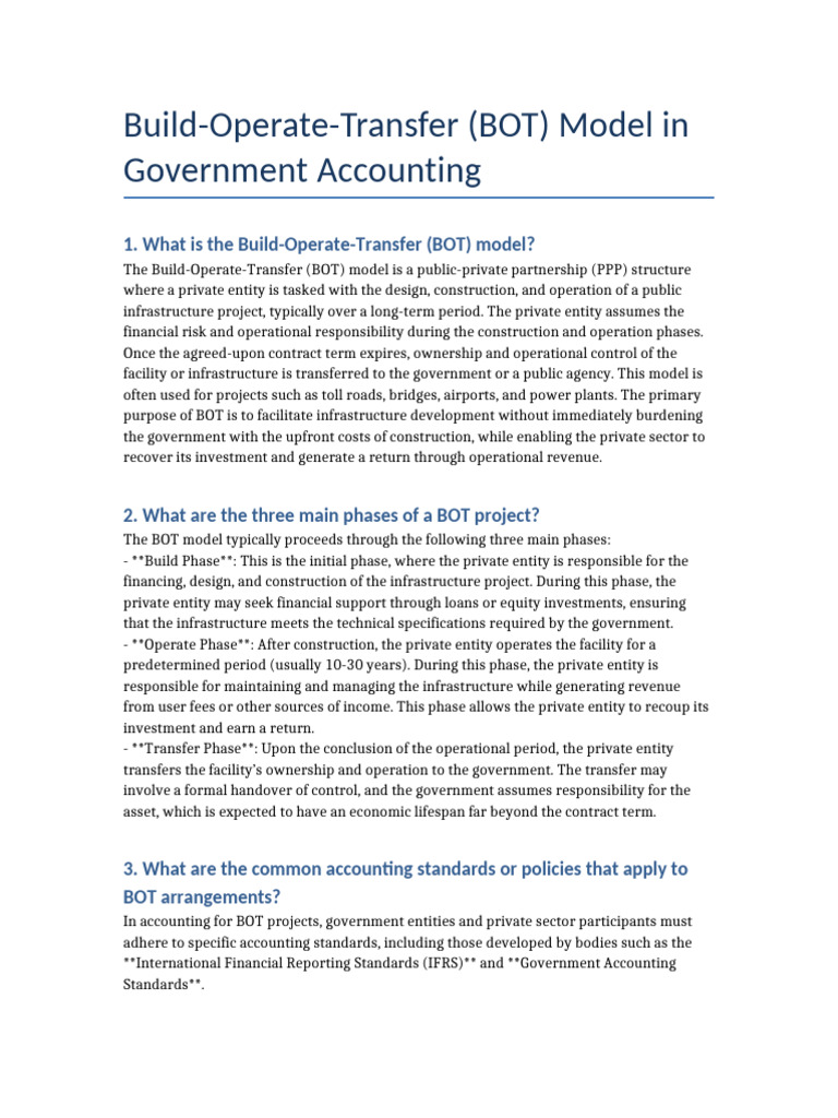 BOT Model Government Accounting | PDF | Financial Economics | Money