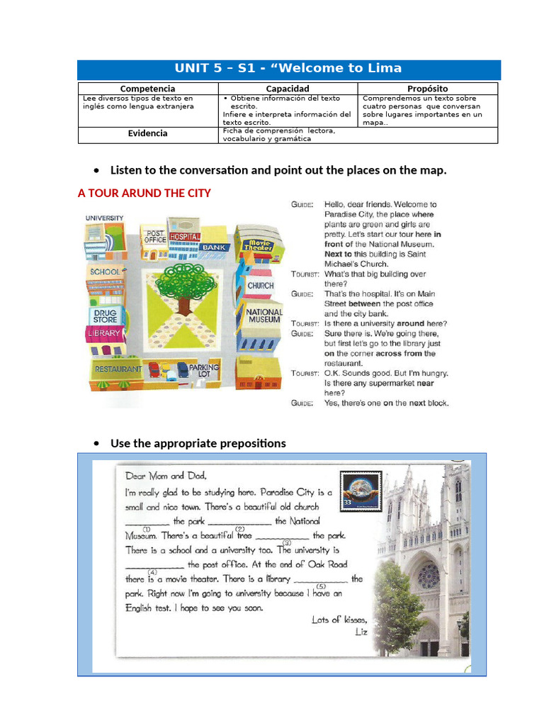 WORKSHEET - TERCERO -WELCOME TO LIMA | PDF