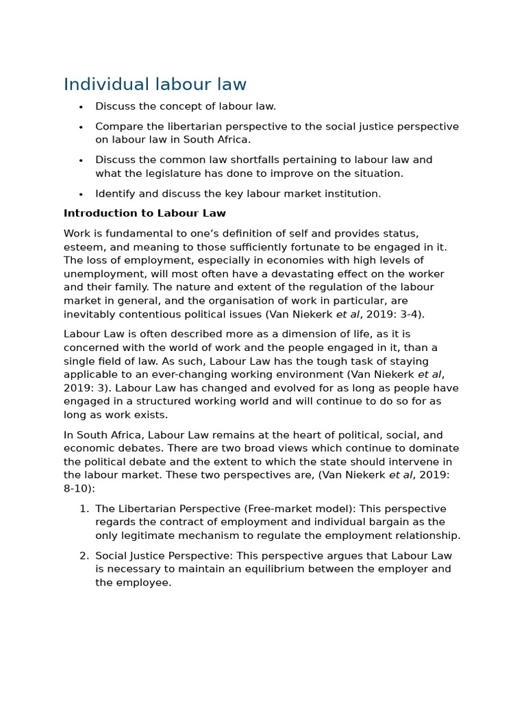 Understanding Individual Labour Law in SA | PDF | Equal Opportunity ...