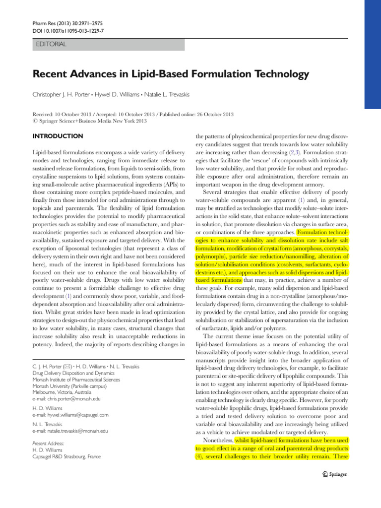 Porter2013 - Recent Advances in Lipid-Based Formulation Technology ...