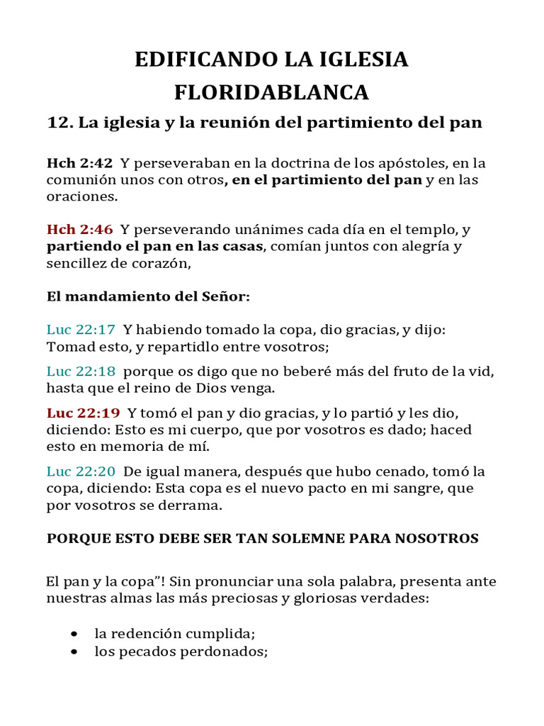 La Reunión Del Partimiento Del Pan | PDF | eucaristía | Cristo (título)