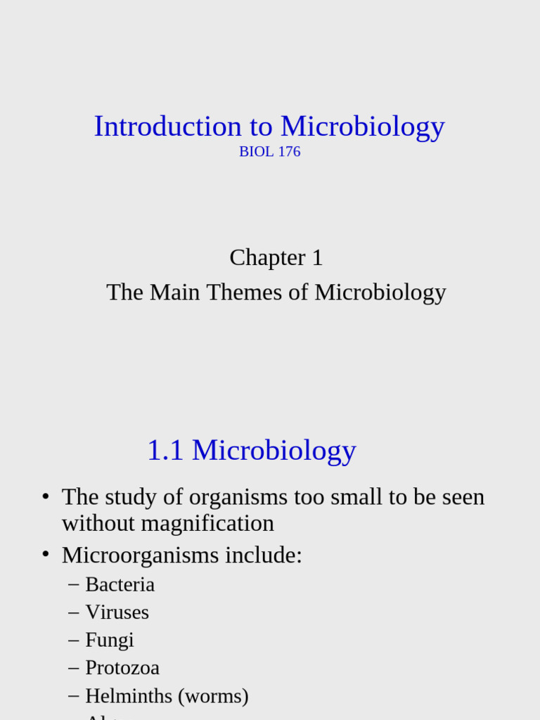 Chapter 1 - Introduction To Microbiology | PDF | Microbiology ...