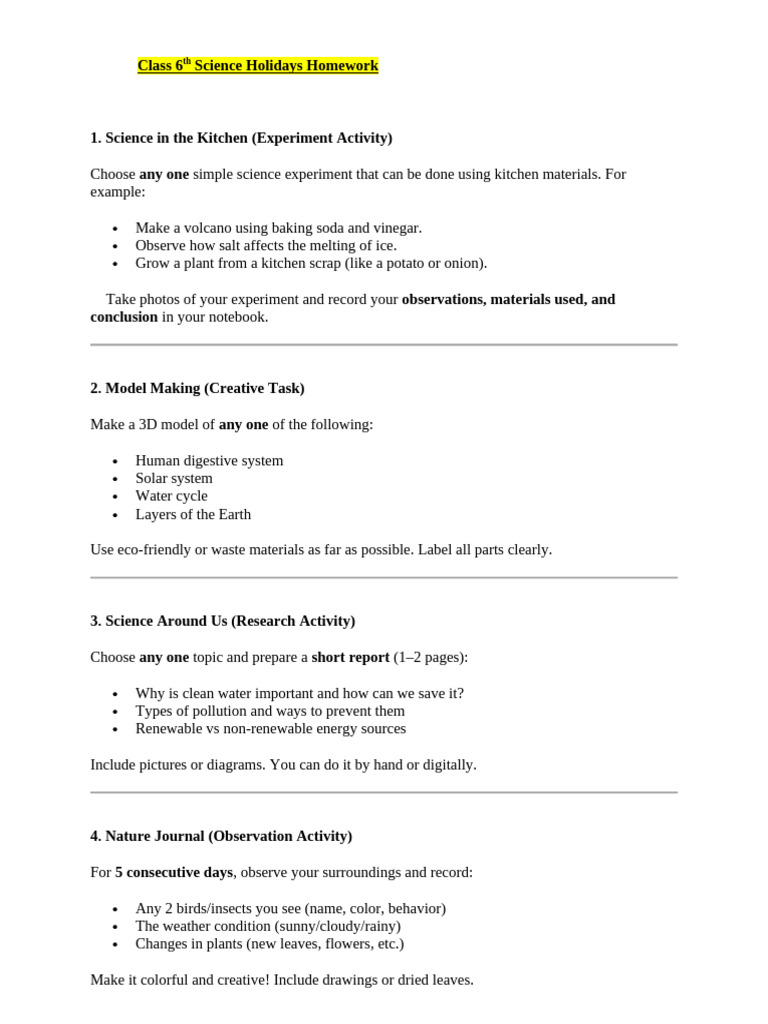 Creative Holiday Homework for Class 3 EVS | PDF | Science | Plants