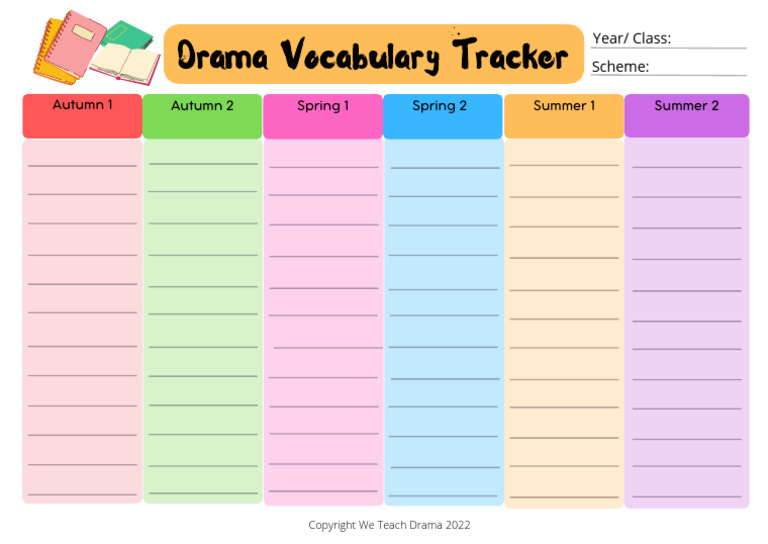 Drama Vocab Tracker Resource To Do | PDF