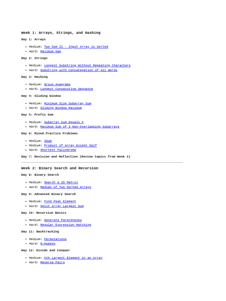 DSA Week 1: Arrays and Strings Focus | PDF | Computer Programming ...
