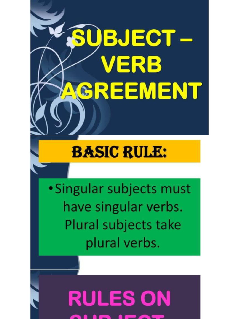 Rules On Subject Verb Agreement | PDF