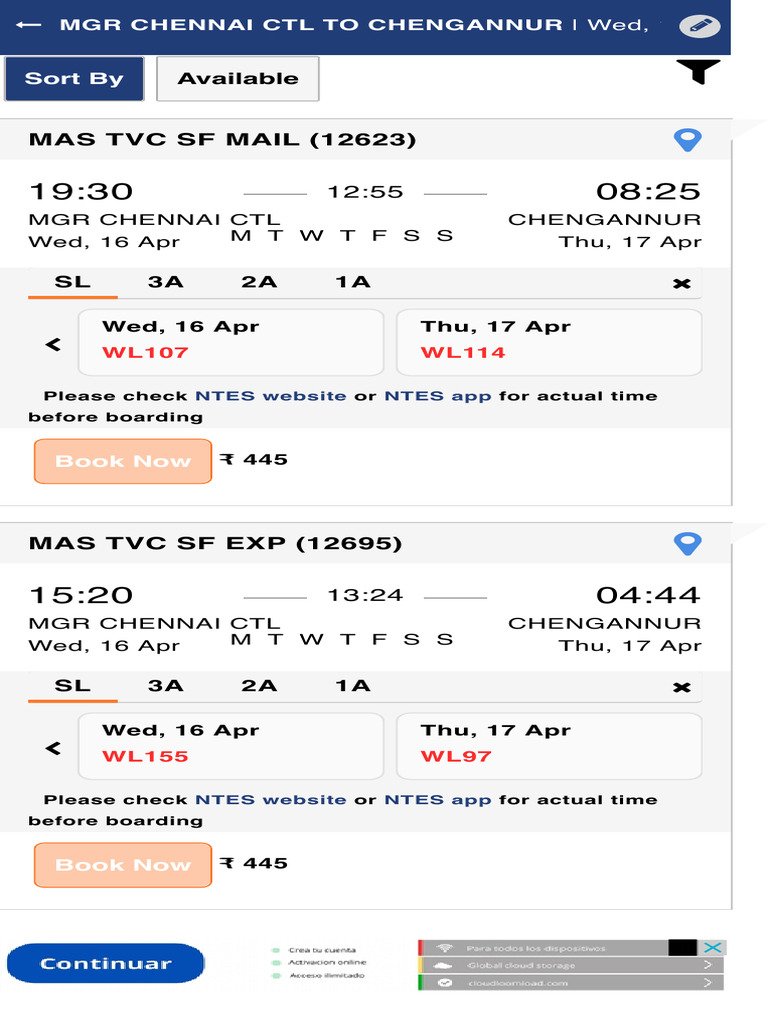 Chennai to Chengannur Train Schedule | PDF