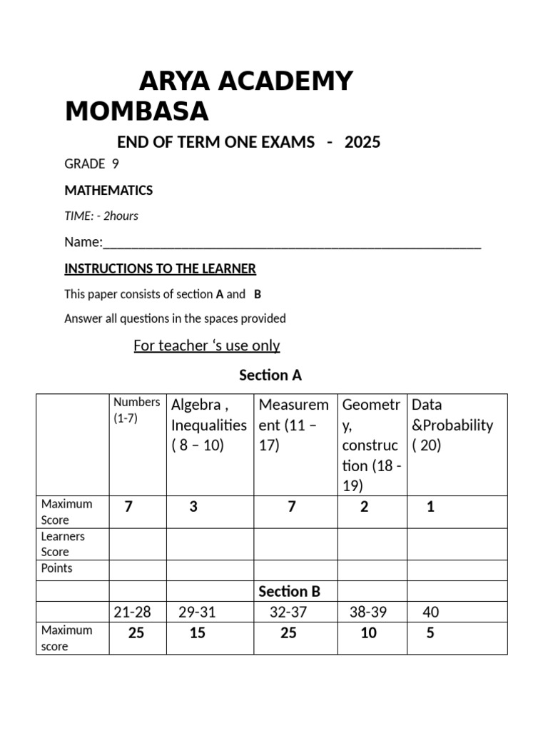 Grade 9 Mathematics | PDF | Mathematics