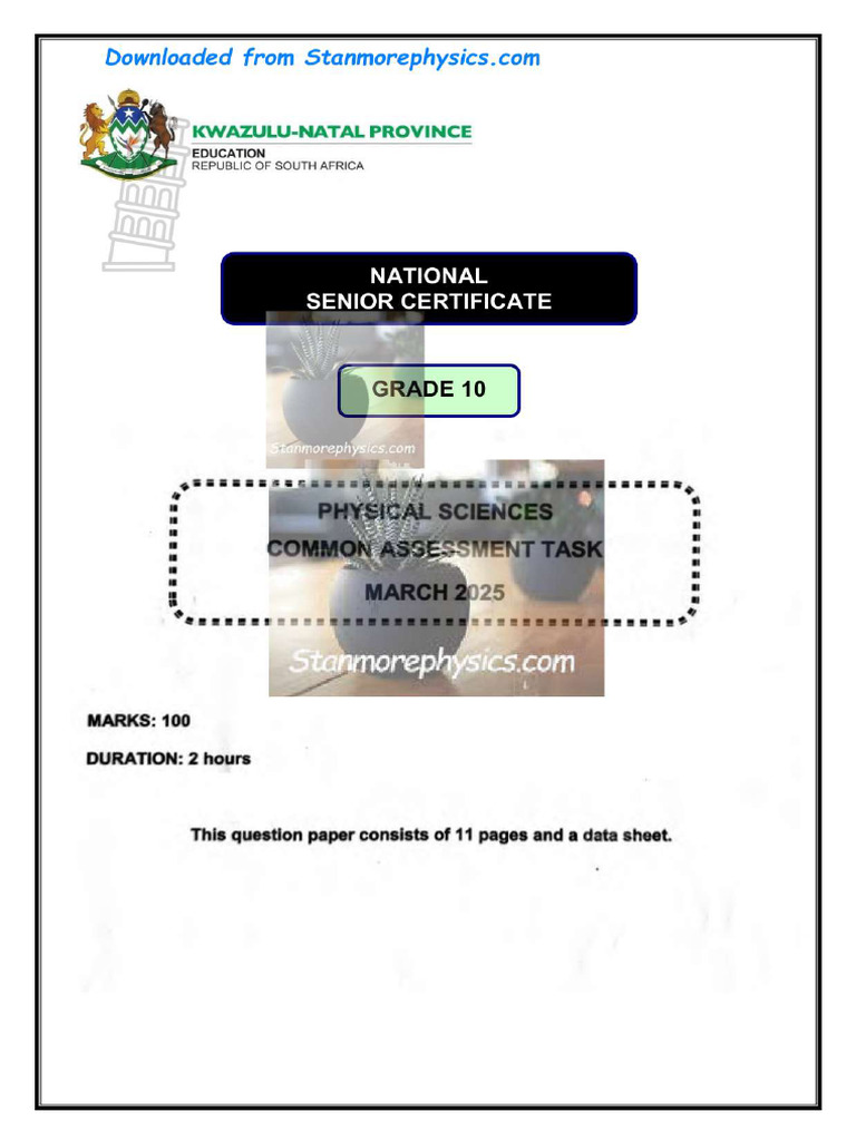 KZN Physical Sciences Grade 10 March 2025 QP and Memo | PDF