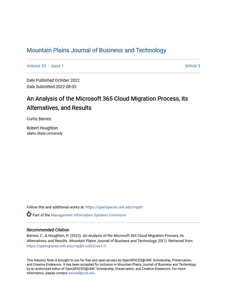 Analysis of The Microsoft 365 Cloud Migration Process Intressant | PDF | Application Software ...