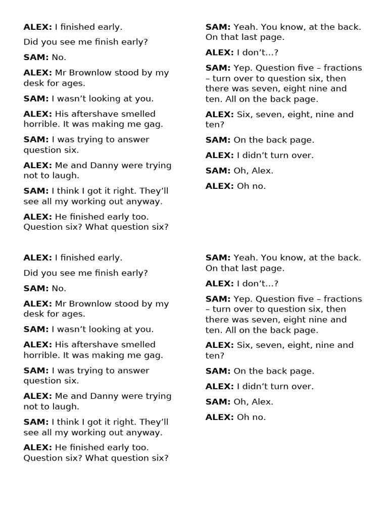 'The Exam' Reduced Scripts | PDF