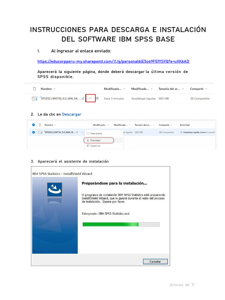 INSTRUCCIONES PARA DESCARGA E INSTALACIÓN DE LICENCIA PARA USO DEL IBM SPSS BASE_UPN (1) | PDF ...