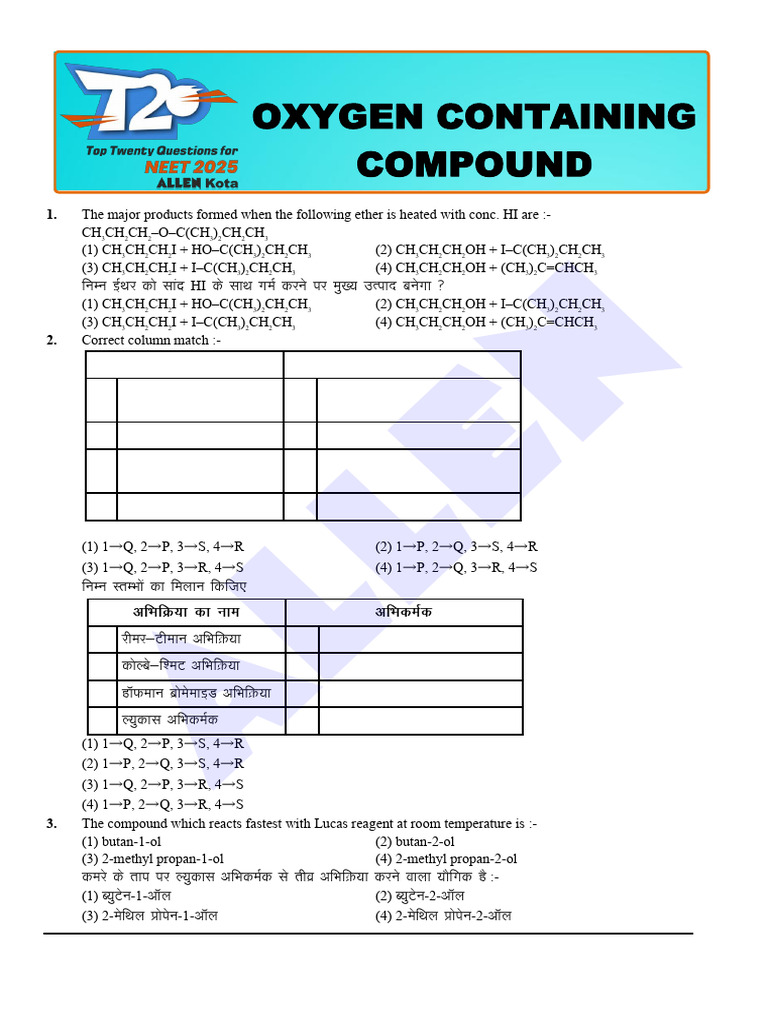 Oxygen Containing Compound | PDF | Ether | Carboxylic Acid