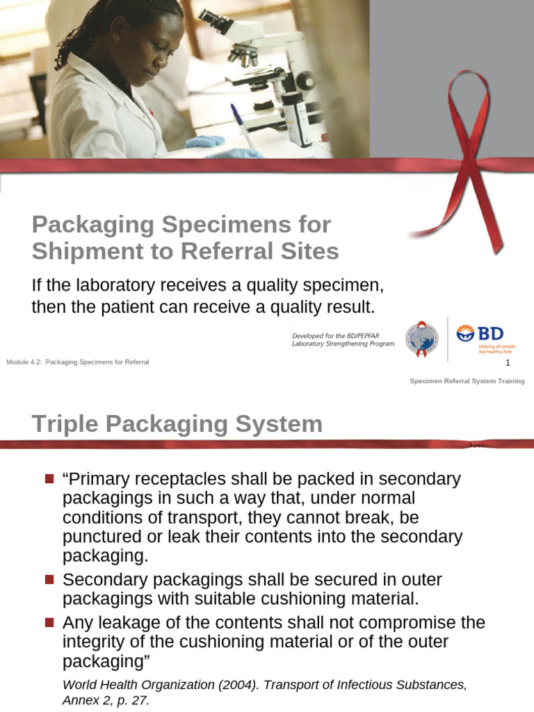 MOD 4.3 - Packaging Specimens For Referral | PDF | Manufactured Goods