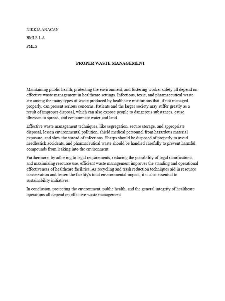 Proper Waste Management | PDF