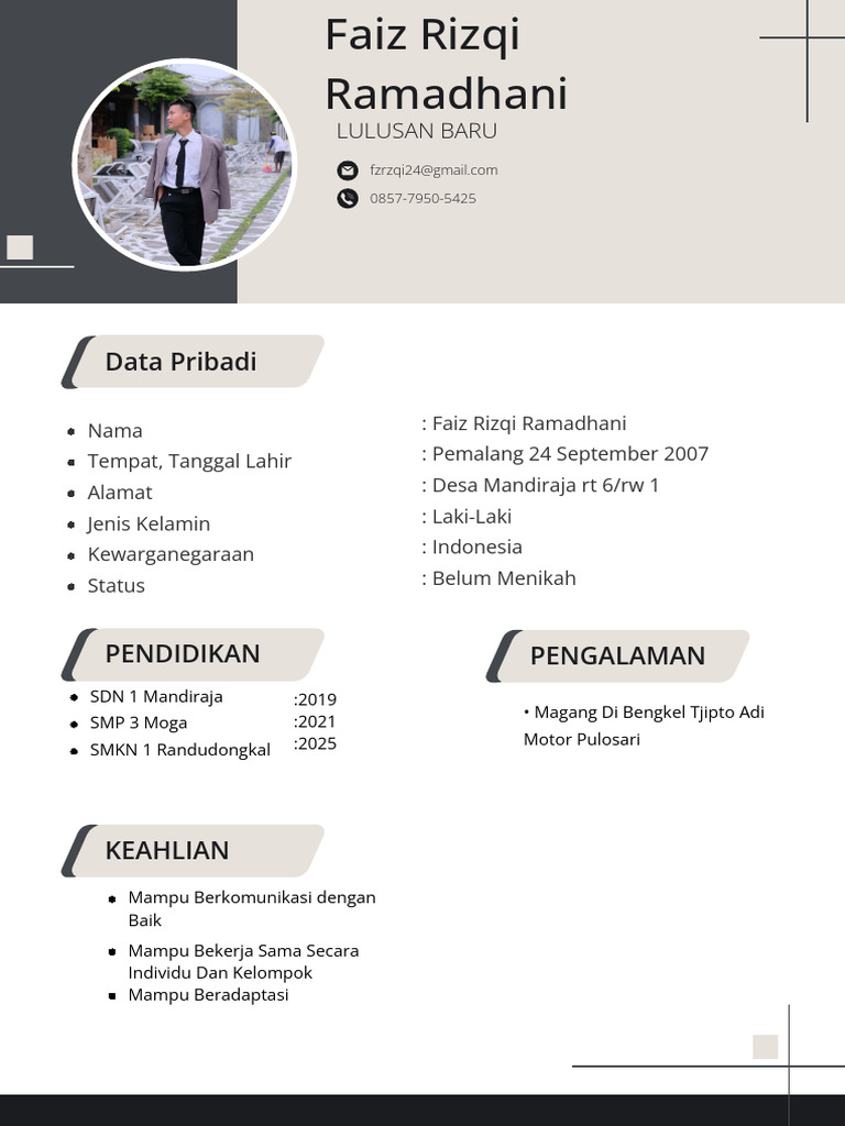 CV Faiz Rizqi Ramadhani _20250313_203033_0000 | PDF