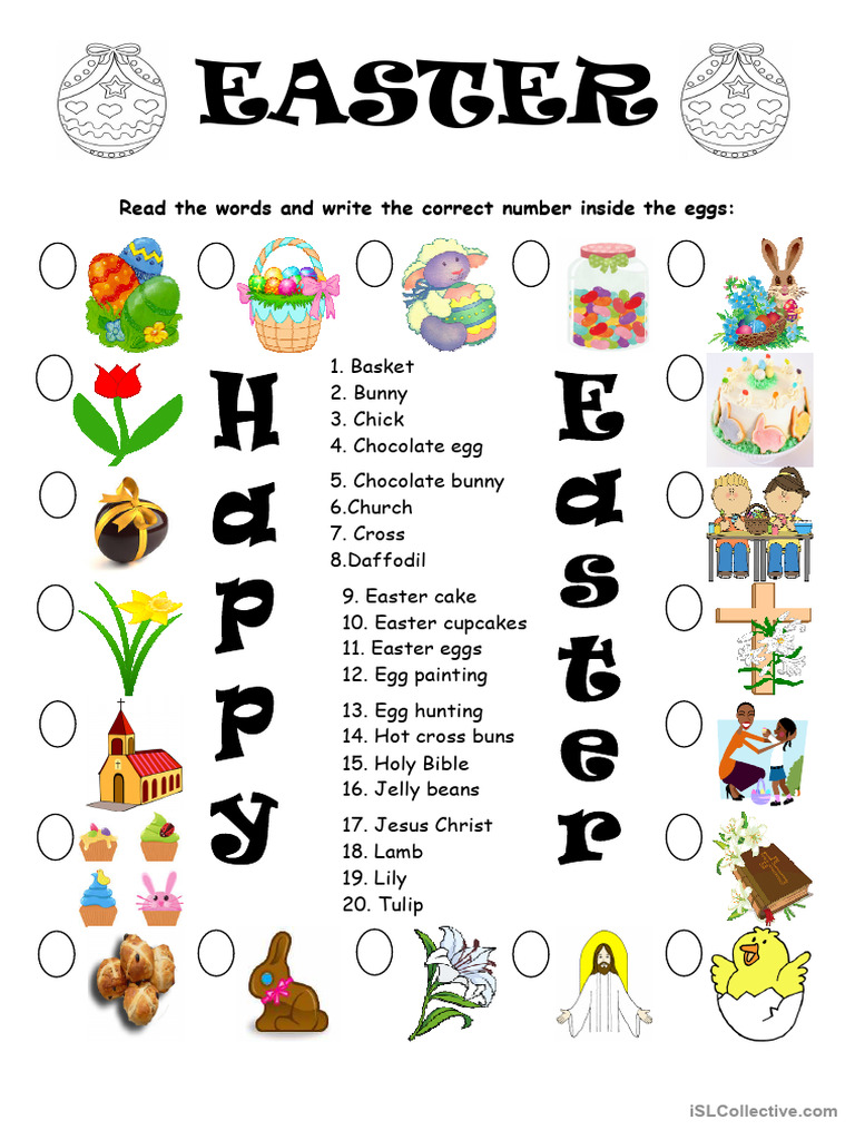 Easter Vocabulary - Matching | PDF