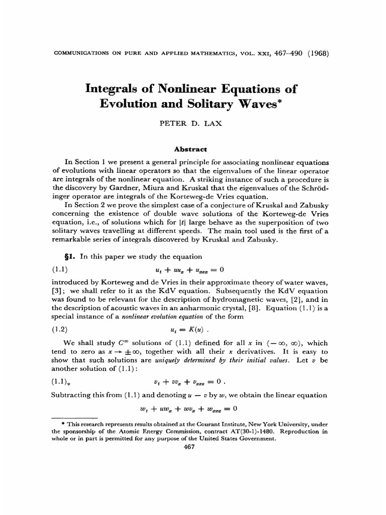Integrals of Nonlinear Equations of Evol | PDF | Waves | Equations
