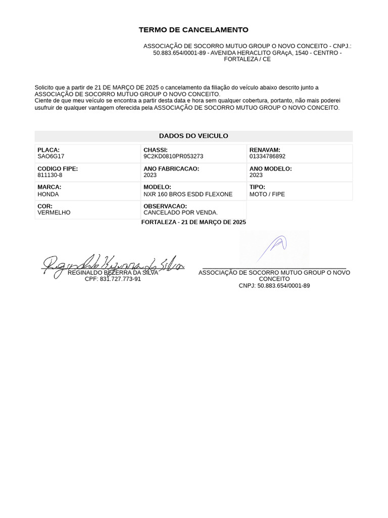 Reginaldo Bezerra Da Silva Termo de Cancelamento 2025 03-21-160121 | PDF