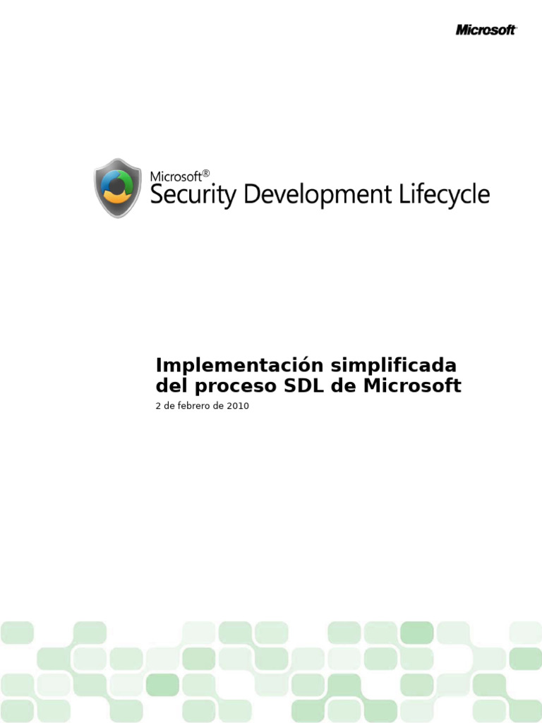 Guía del Proceso SDL de Microsoft | PDF | Software | Ingeniería de software