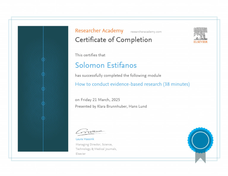 Conduct Evidence Based Research Certificate | PDF