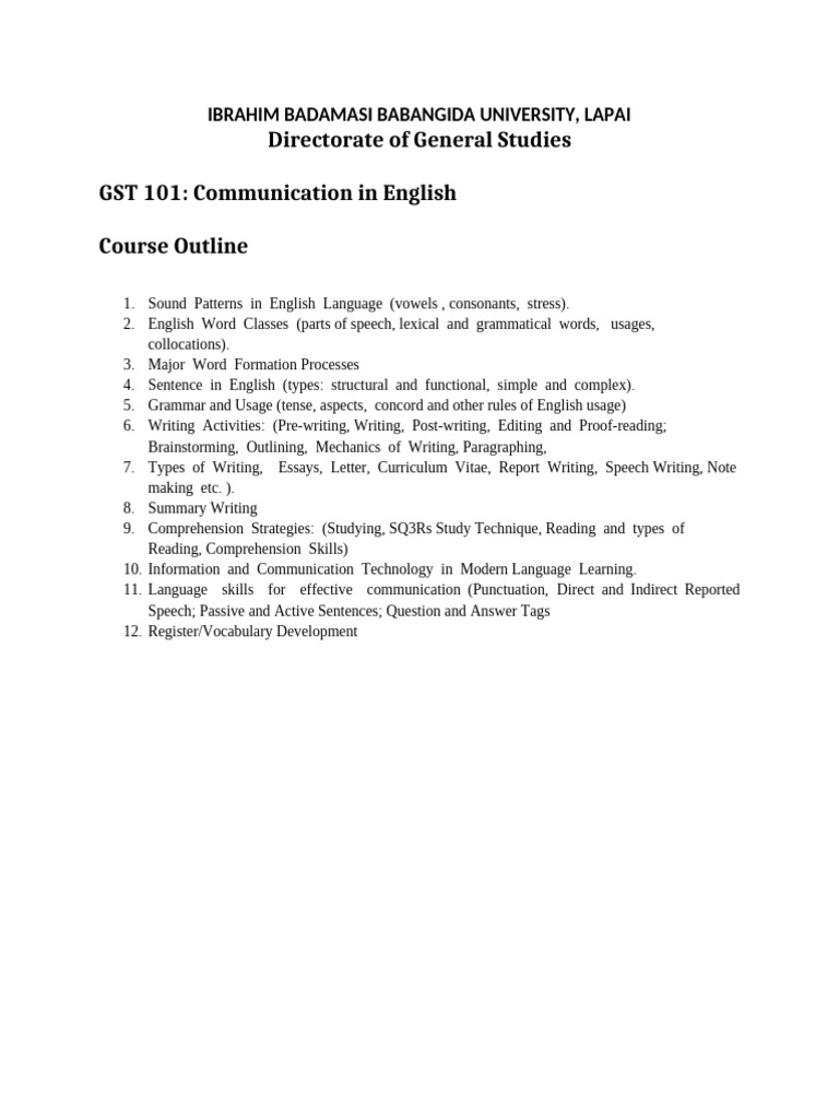 GST 101 Ccmas Outline | PDF