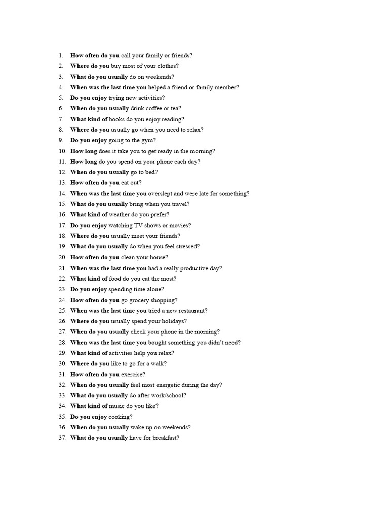Speaking Part 3 - Question List | PDF