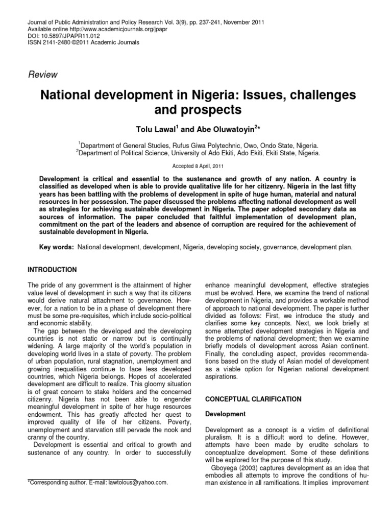 National Development Challenges in Nigeria | PDF | Governance | Nigeria