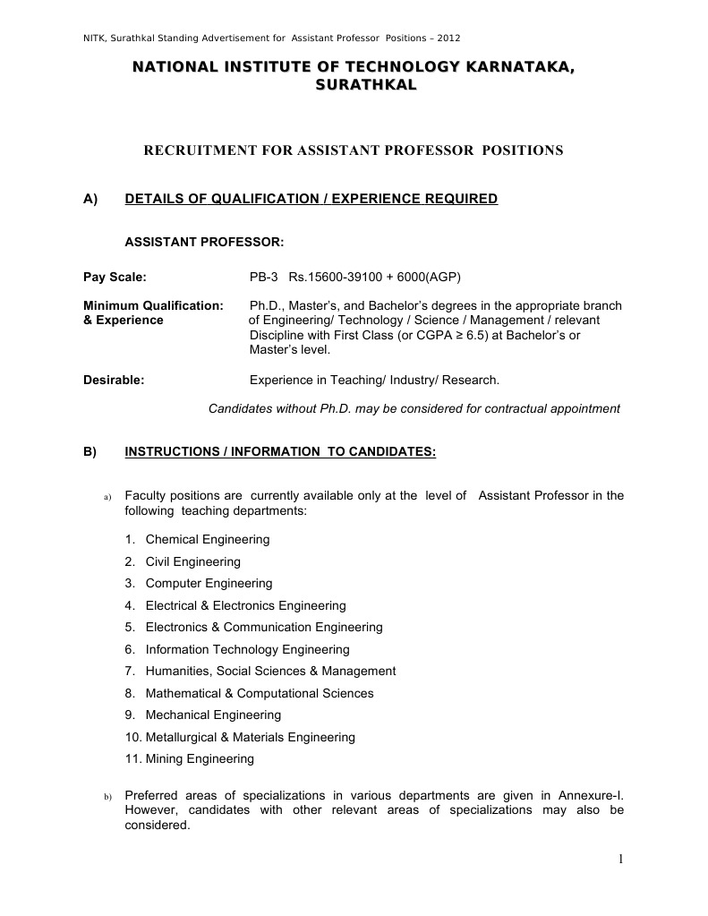 Assistant Professor Qualification | PDF | Doctor Of Philosophy ...