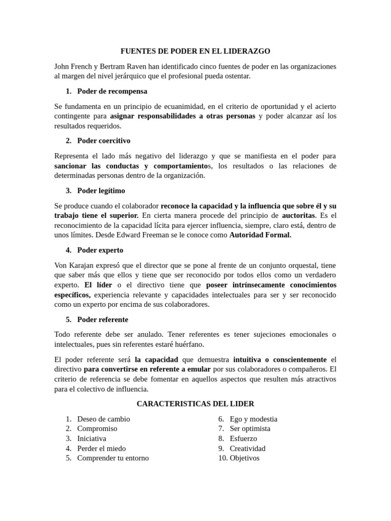 Liderazgo en Enfermeria | PDF | Liderazgo | Carisma