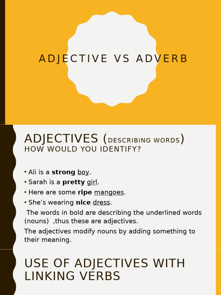 Week 2 Parts of Speech (Adjectives, Adverbs) | PDF
