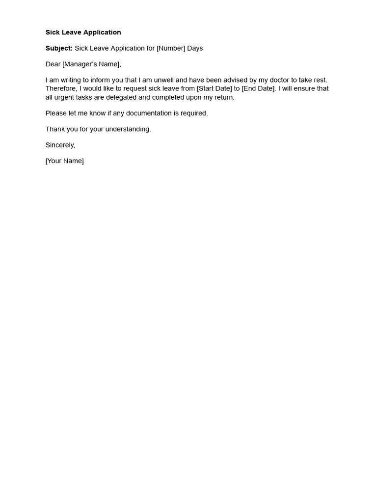 Sick Leave Application 1 | PDF