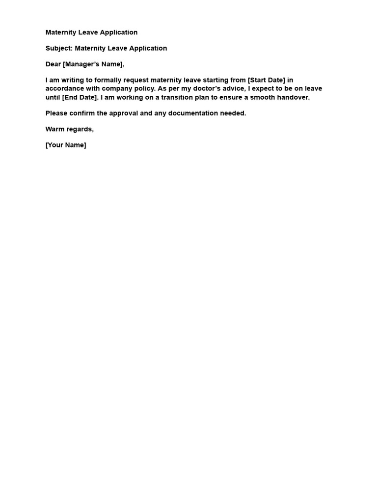 Maternity Leave Application Request | PDF