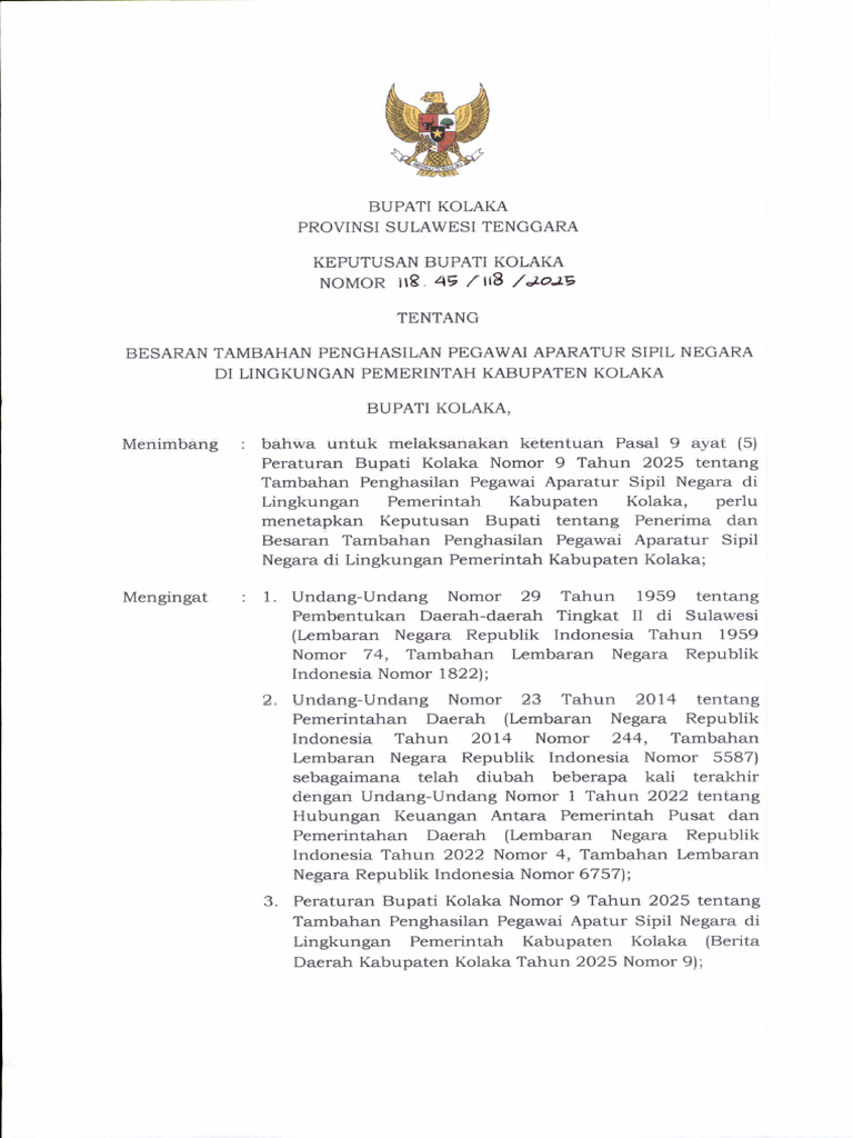 Besaran TPP 2025 (Revisi Lampiran Final) | PDF