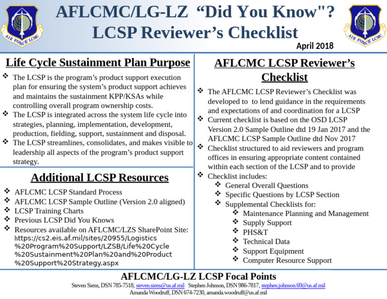 LCSP Reviewer's Checklist Did You Know Overview Apr 2018 | PDF