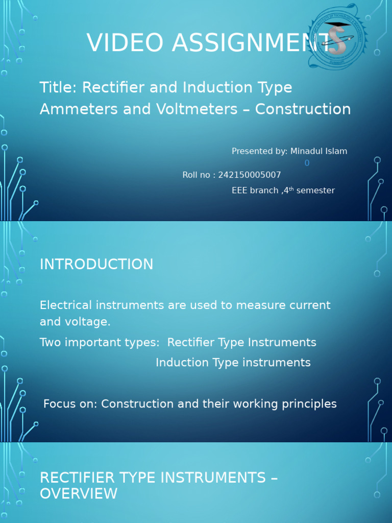 Video Assignment of EMMI | PDF | Rectifier | Electromagnetic Induction