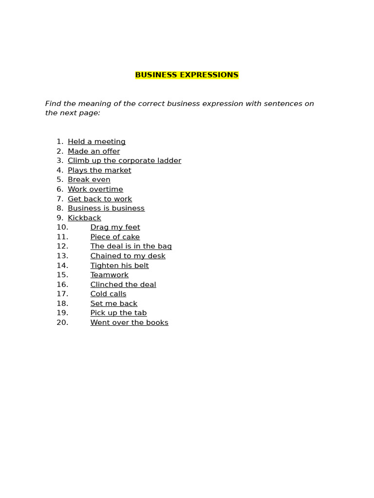 Business Expressions | PDF