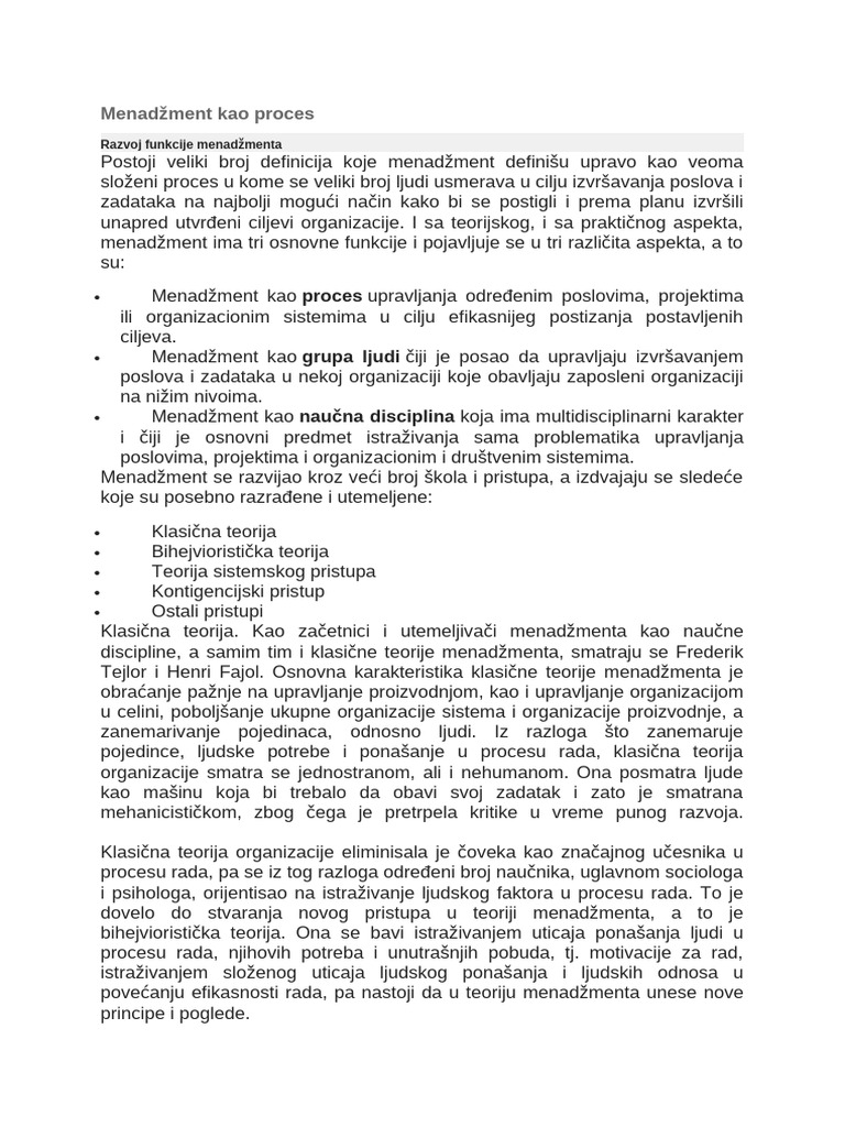 Menadžment Kao Proces - Doc Rezime Po Modulu | PDF