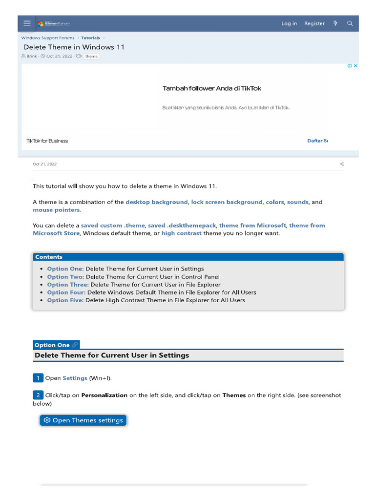 Delete Theme in Windows 11 Tutorial | PDF