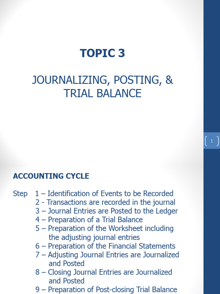 Journalizing and Trial Balance Guide | PDF | Debits And Credits ...