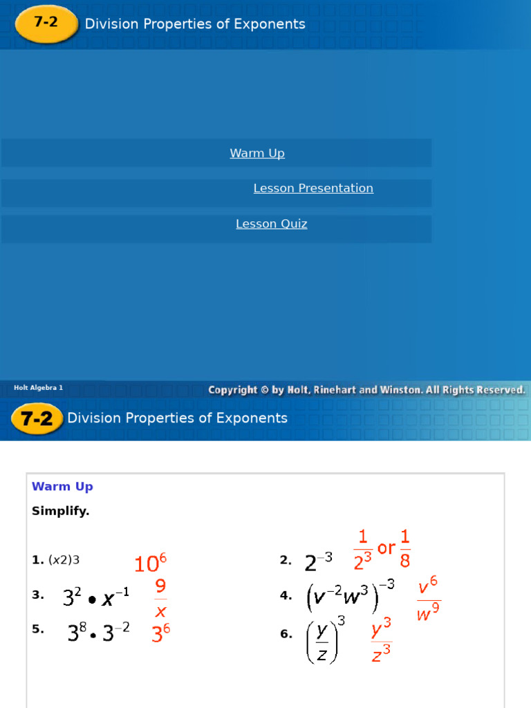 VAP9_Q4W1_Division Properties of Exponents.ppt | PDF | Mathematics ...