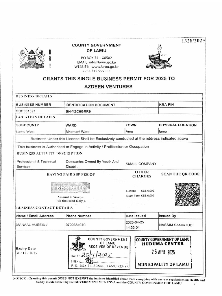 Business Permit Azdeen | PDF