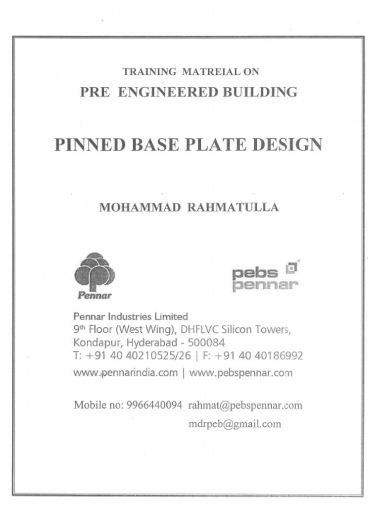 Pinned Base Plate Design. | PDF
