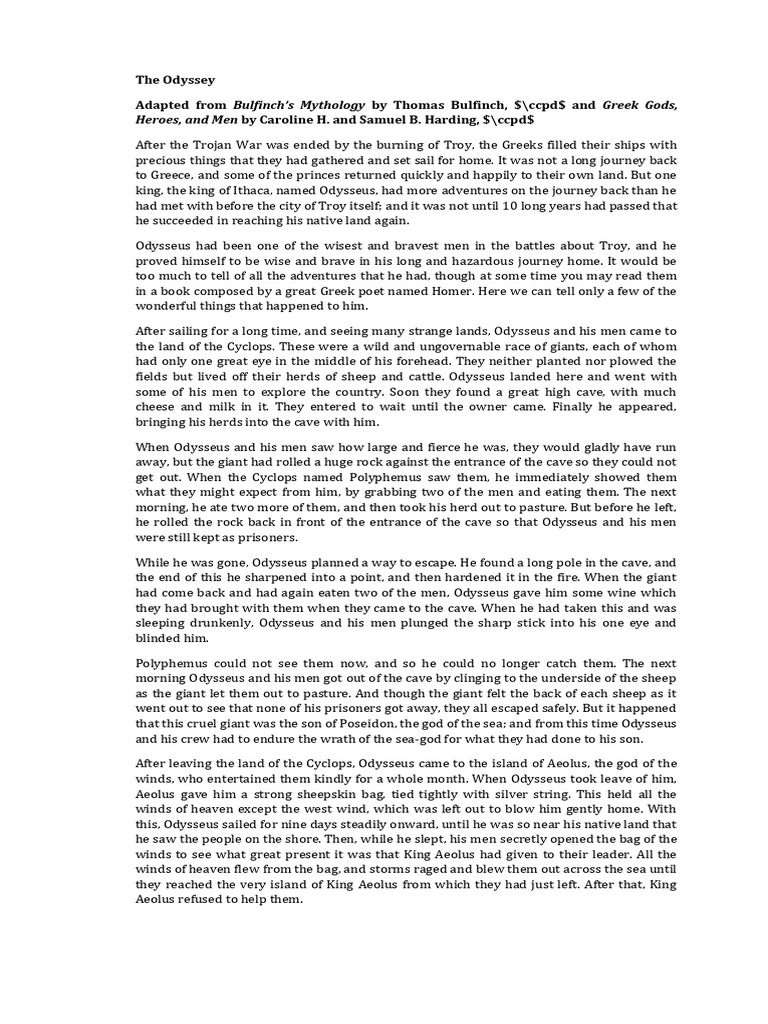 The Odyssey | PDF | Penelope | Odysseus