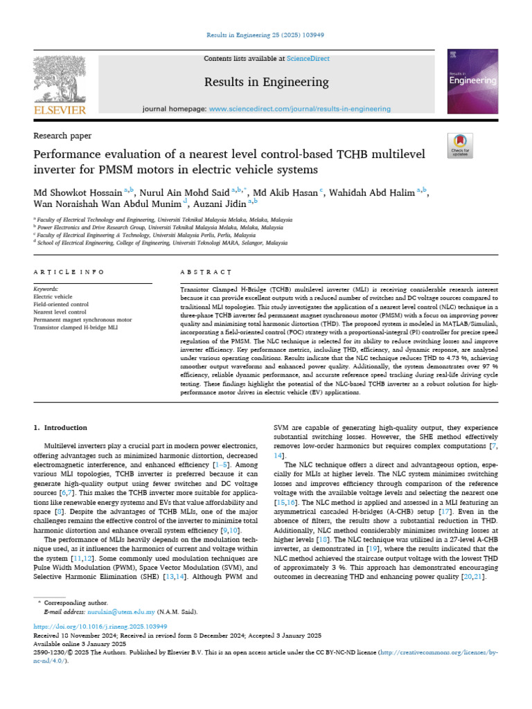 Performance Evaluation of A Nearest Level Control-Based TCHB Multilevel ...