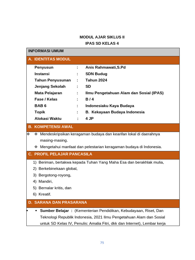Modul Ajar Siklus 2 | PDF