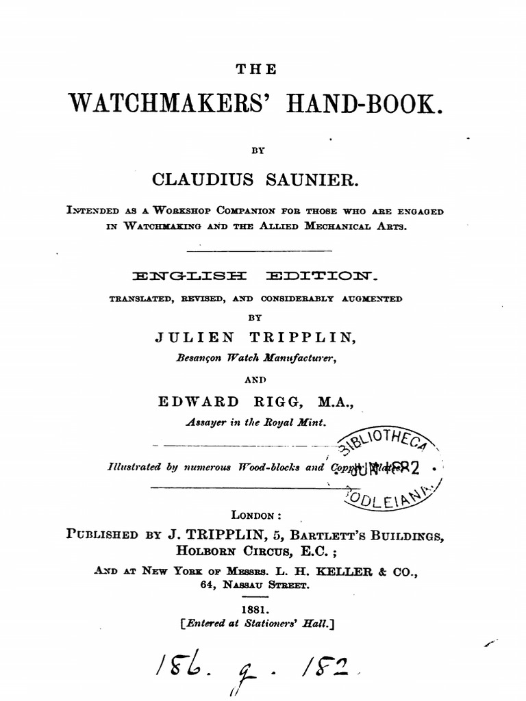 The Watchmakers Hand-Book 1881 | PDF
