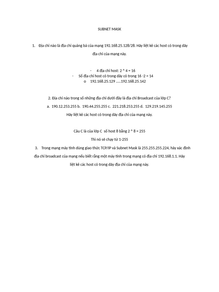 Subnet Mask | PDF