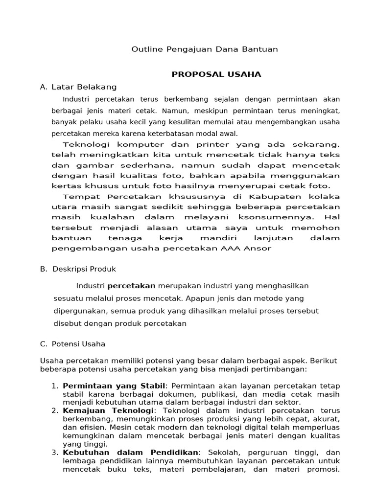 Outline Proposal TKM Lanjutan 2024 Idul Akbar | PDF